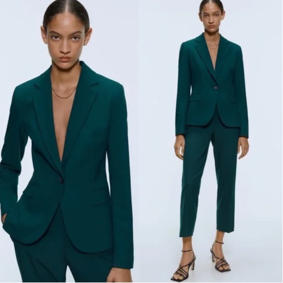 Zara | Jackets & Coats | Zara Basic Blazer In Teal | Poshmark